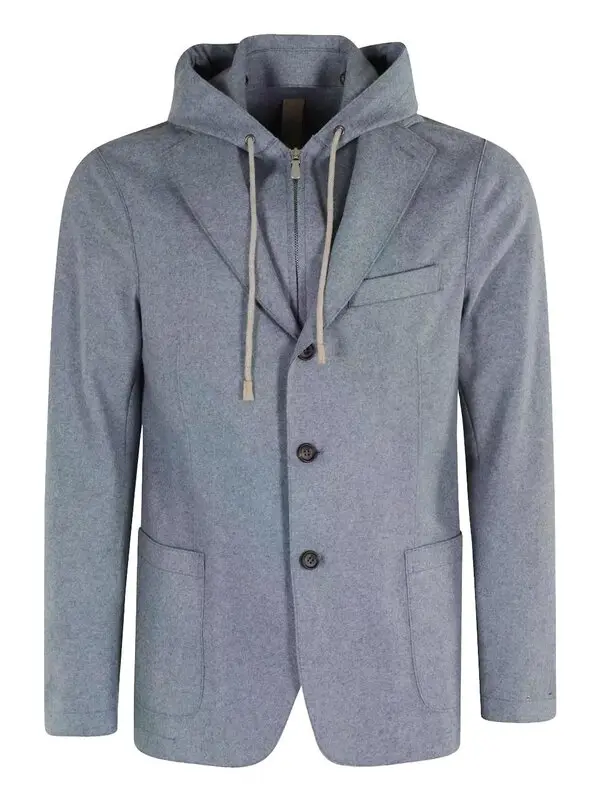 Eleventy Hooded Three-button Jacket - Blue