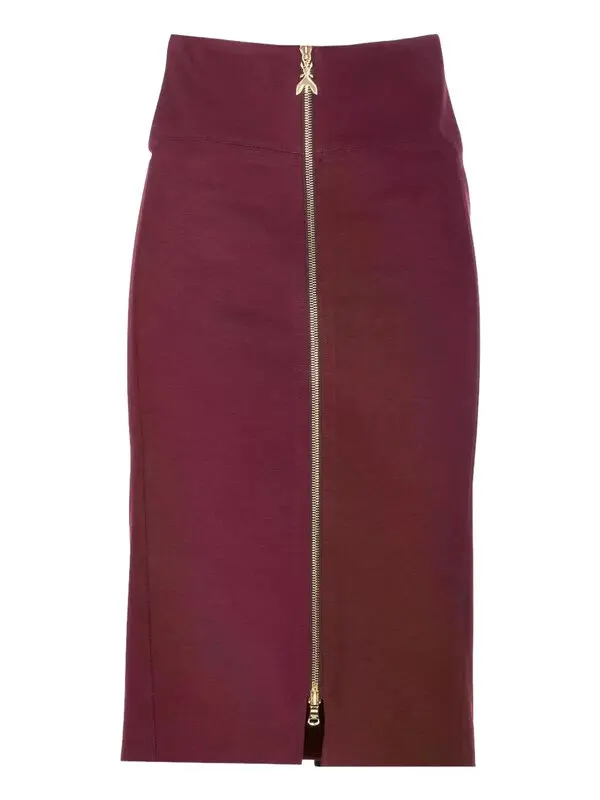 Patrizia Pepe Logo-embellished Zip-front Midi Skirt - Red