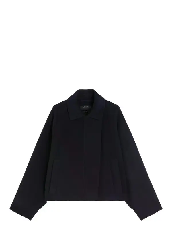 Max Mara Wool Broadcloth Cropped Coat - Blue