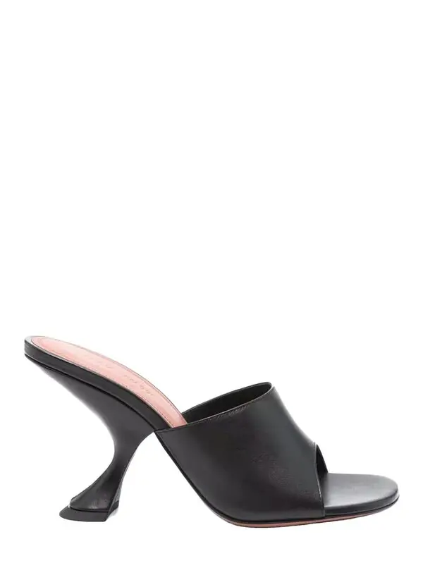 Amina Muaddi 90mm Lupita Sculpted Heel Sandals - Black