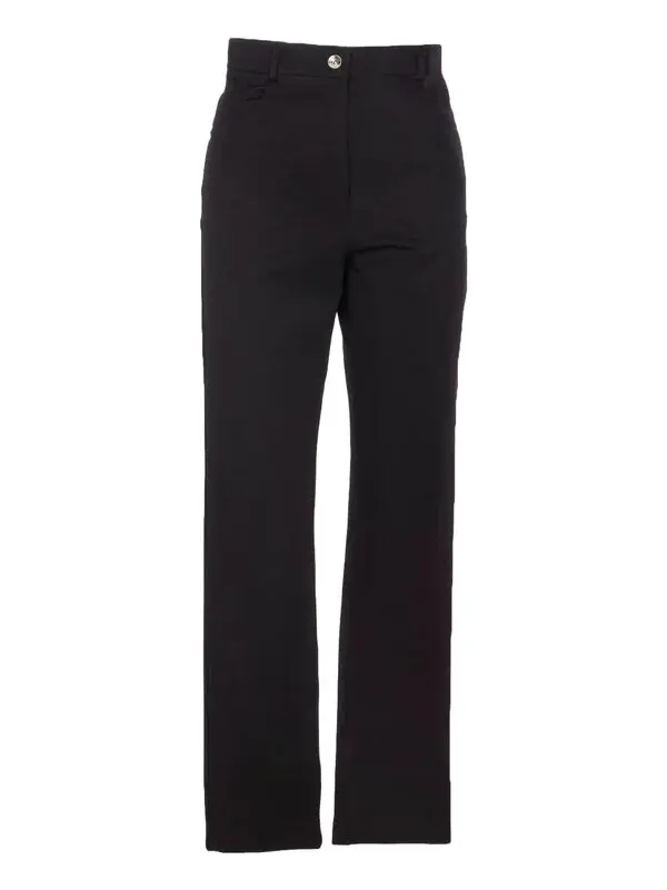Patrizia Pepe Logo-patch Button Trousers - Black
