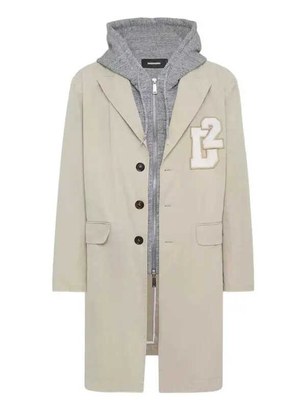 Dsquared2 Long Sleeved Hooded Coat - Neutrals