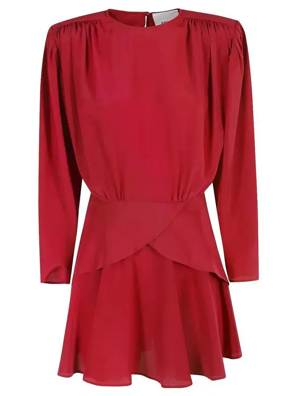 Erika Cavallini Gathered Shoulder Tie-skirt Mini Dress - Red