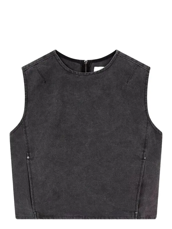 STUDIO TOMBOY Sleeveless Denim Vest - Black
