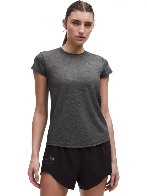 Lululemon Mile Maker Run Crew Graphic Mesh Short-sleeve Shirt - Heathered Graphite Grey