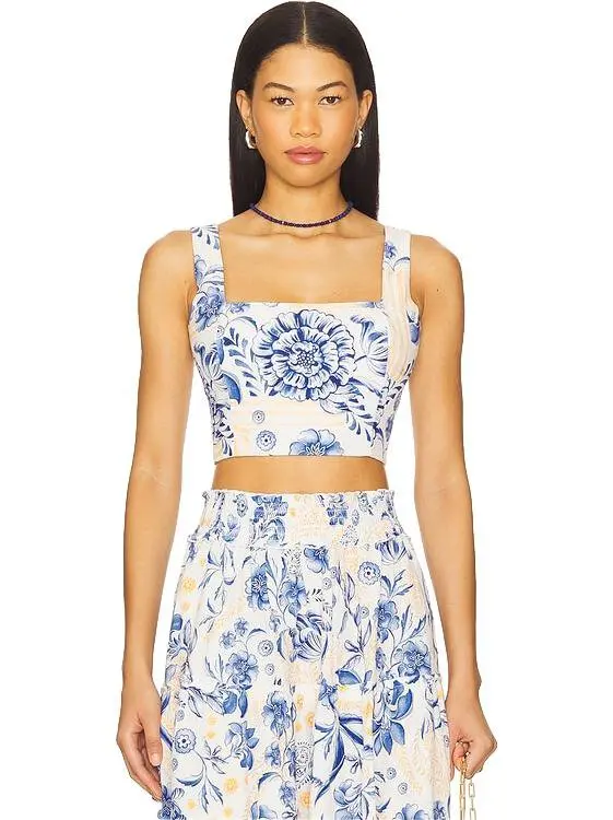 Agua Bendita Kosia Crop Top - Blue Floral