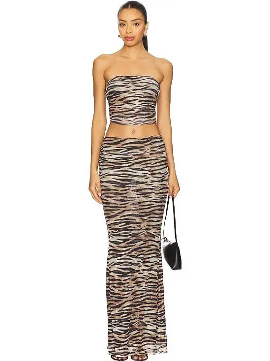 Superdown Gisela Maxi Skirt Set - Animal Multi