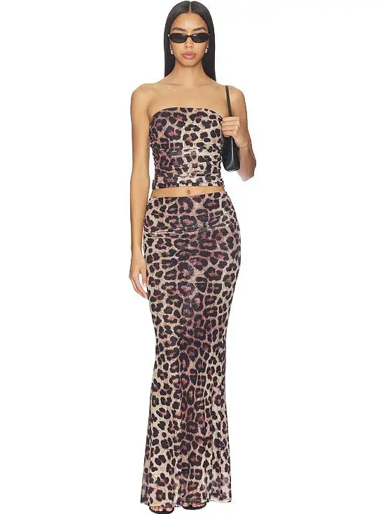 Superdown Gisela Maxi Skirt Set - Leopard