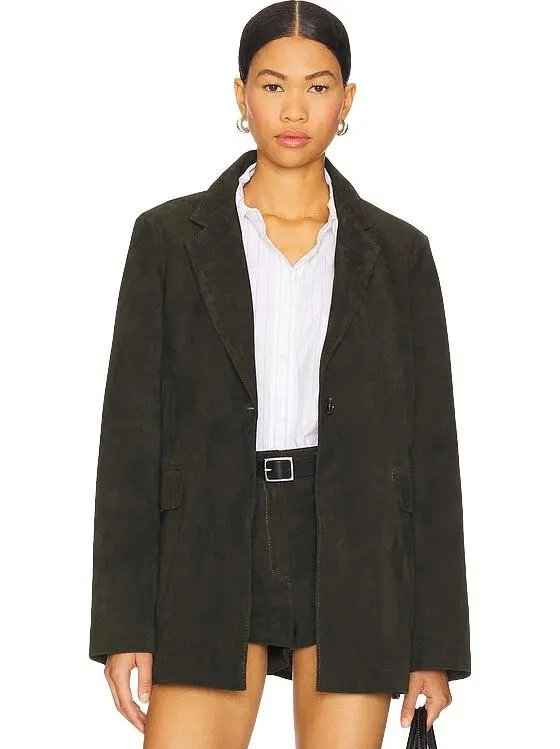 ZUT Madalena Suede Blazer - Olive Green