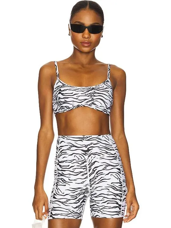 Year Of Ours Tiger Monica Sports Bra In White,black - White & Black