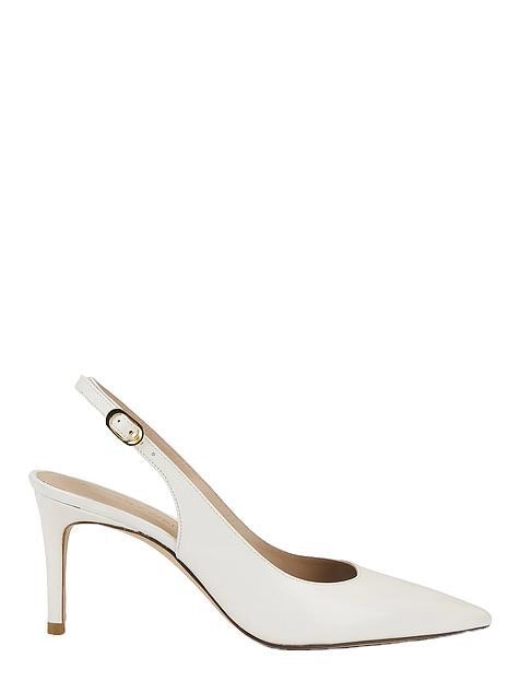STUART WEITZMAN Power 75 Slingback Pointed Toe Stiletto Heel - Cream