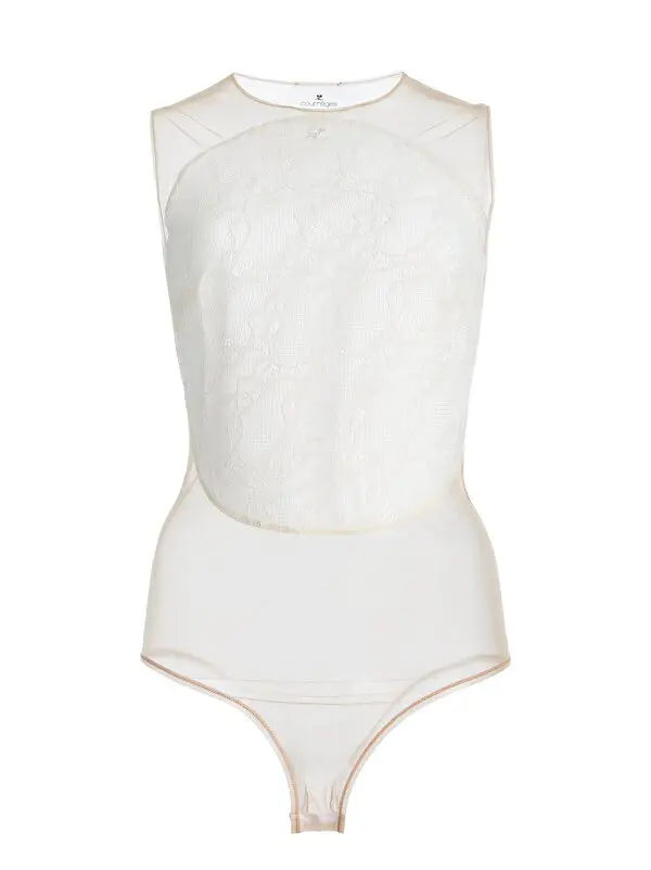 COURREGES Illusion Circle Lace Bodysuit - White