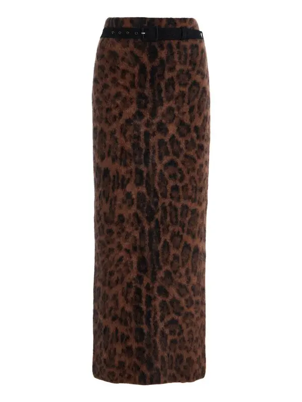 Adam Lippes Levi Belted Leopard Brushed-cashmere Skirt - Animal