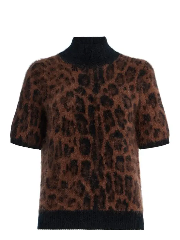 Adam Lippes Ari Leopard Brushed-cashmere Top - Animal