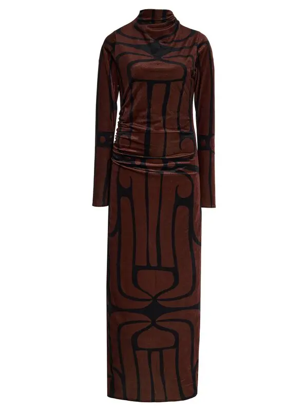 CALA DE LA CRUZ Isidora Velvet Maxi Dress - Brown
