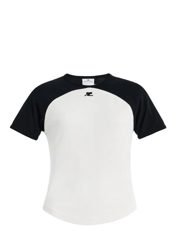 COURREGES Circle Contrast T-shirt - Black,white