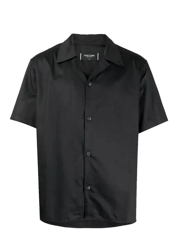 TRIBE AND TRUE Embroidered-motif Cotton Shirt - Black