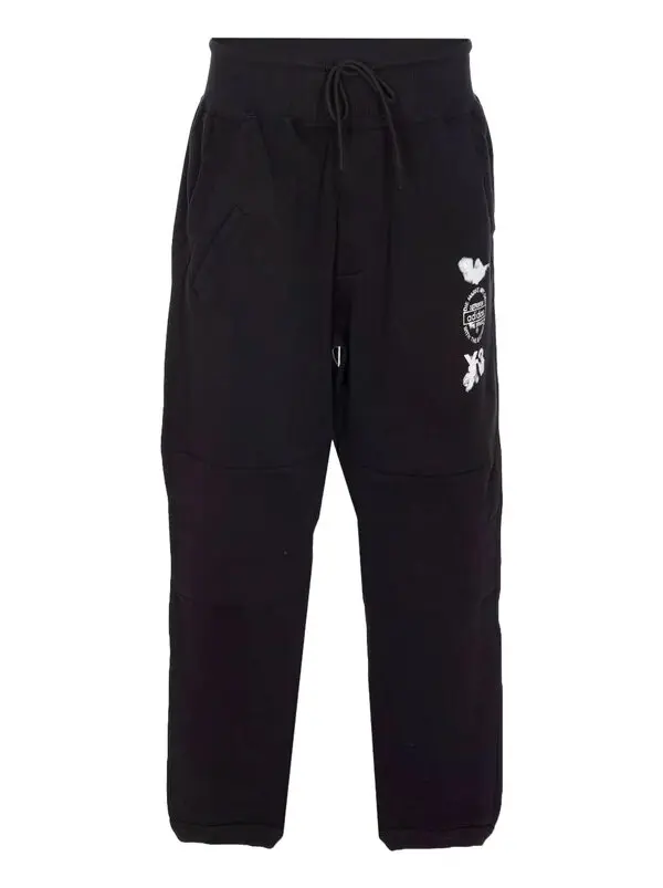 Y3 Graphic-logo Cuffed Trousers - Black
