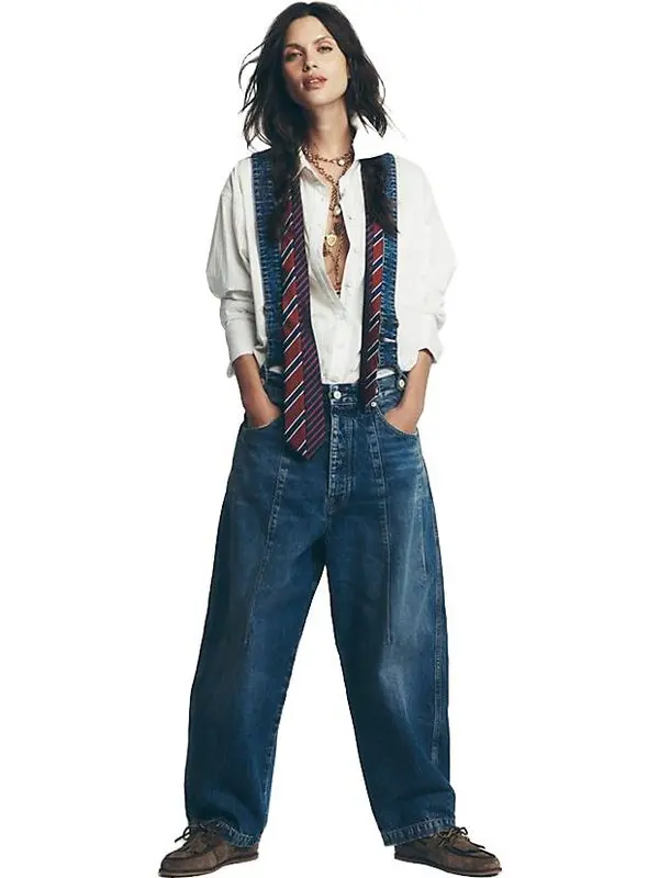 Free People We The Free Berkley Suspender Jeans - Varsity Blue