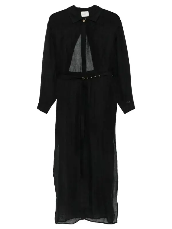 Le Kasha Linen Midi Dress - Black