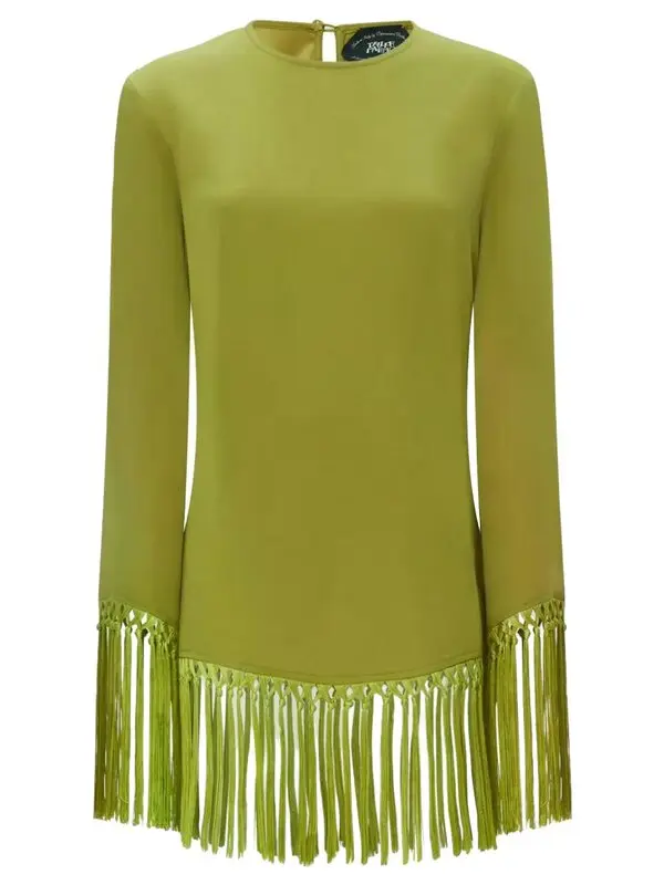 TALLER MARMO Fringe-trimmed Long-sleeve Dress - Green