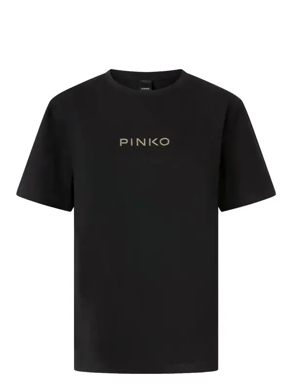 Pinko Logo-detail Crew-neck T-shirt - Black