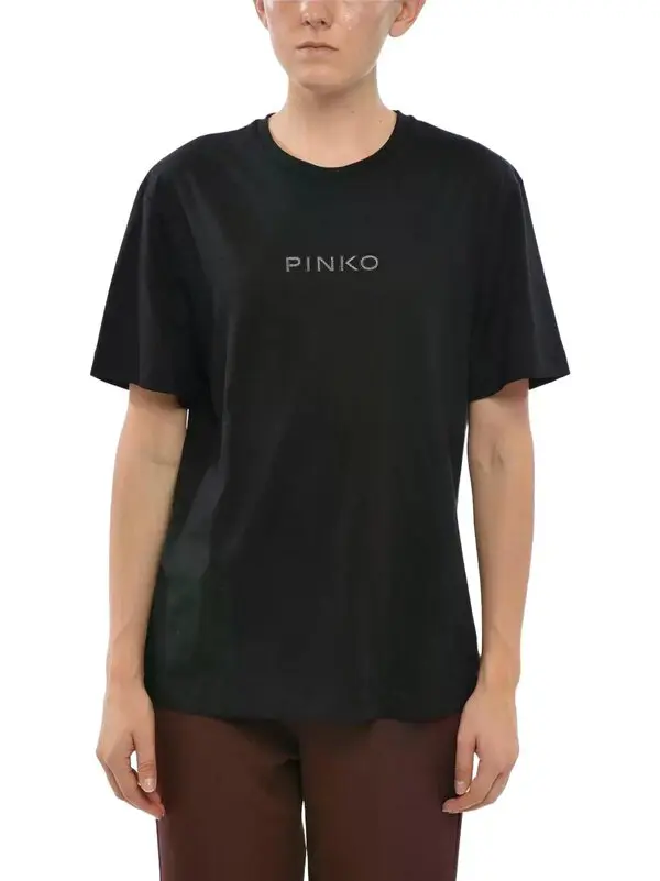 Pinko Logo-detail Crew-neck T-shirt - Black