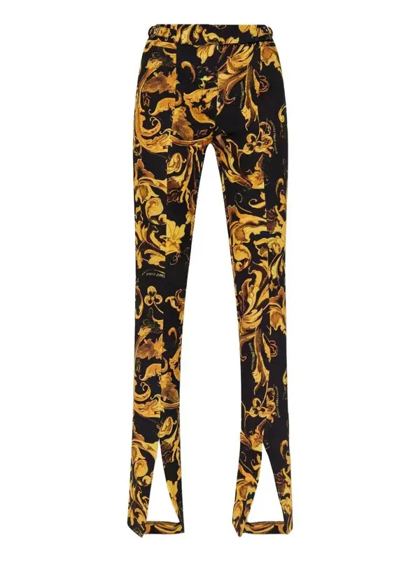 Versace Barocco-print Split-hem Trousers - Black