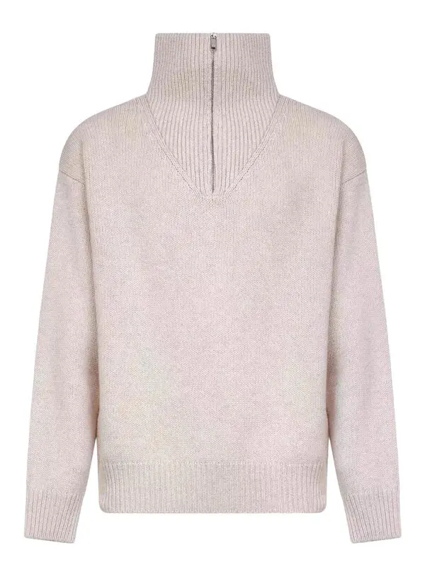 AUTRY Zip-neck Turtleneck Sweater - Neutrals