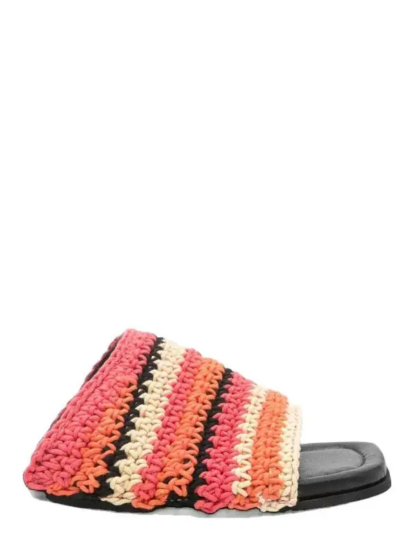 Inuikii Striped Crochet Flat Sandals - Red