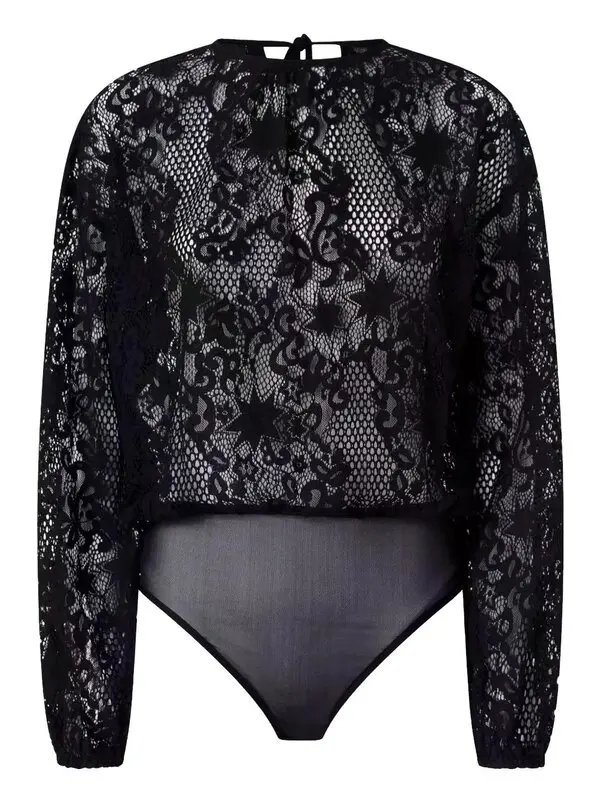 Pinko Lace Pattern Long-sleeve Bodysuit - Black