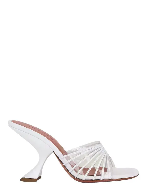 Amina Muaddi Sculpted-heel Strap Mules - White