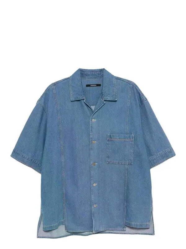 SONGZIO John Aquarelle Denim Half Shirt - Blue