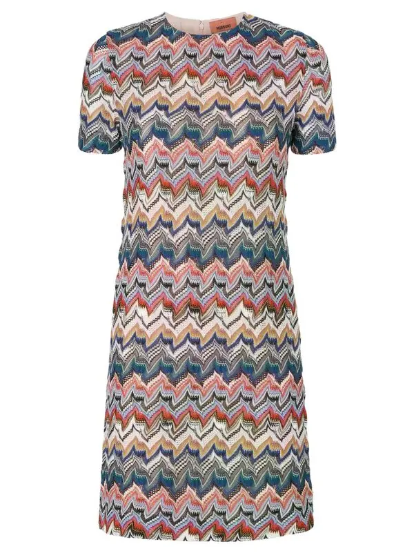 Missoni Zigzag Lamé Knit Mini Dress - Pink