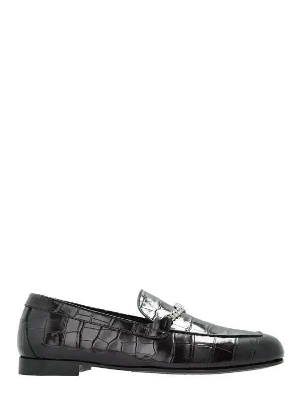 Versace Crocodile-embossed Loafers With Chain Detail - Black