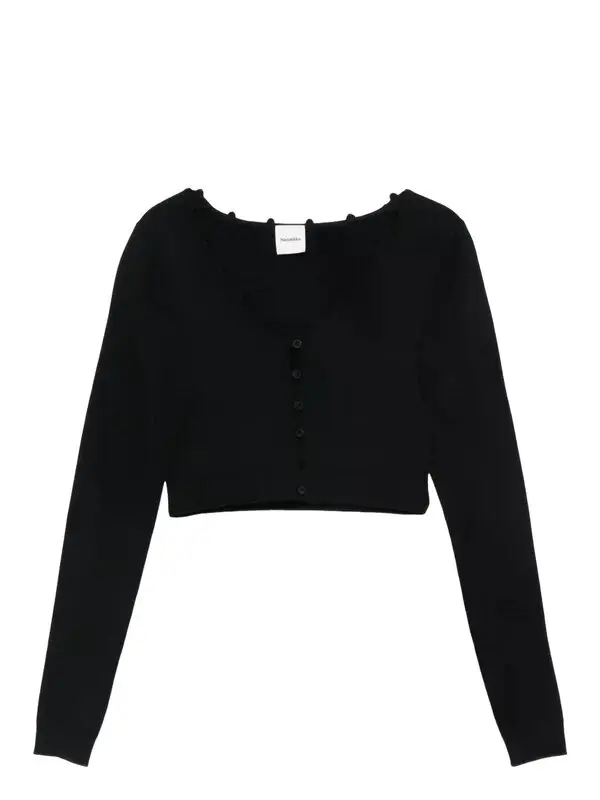 Nanushka Button-front Ruffled Cardigan - Black