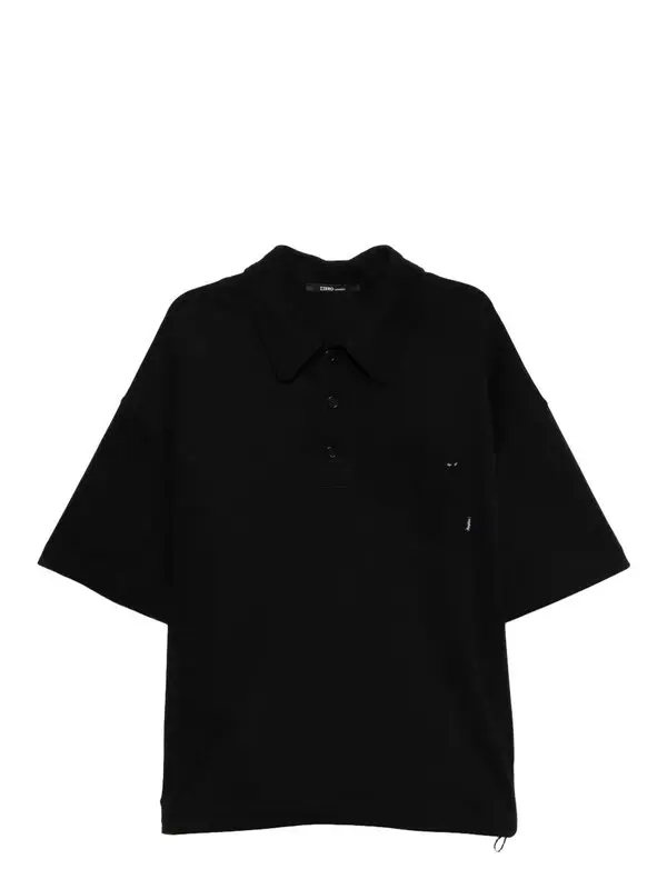 SONGZIO Waffle Pique Colla Polo Shirt - Black