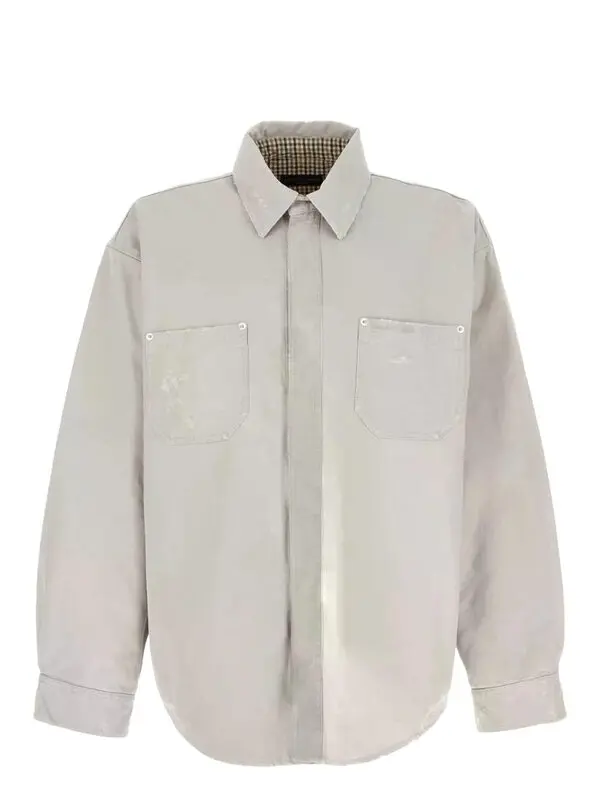 Balenciaga Distressed-pockets Shirt - Grey