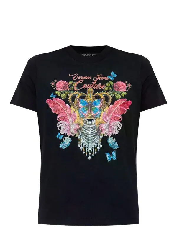 Versace Butterfly Crown-print T-shirt - Black