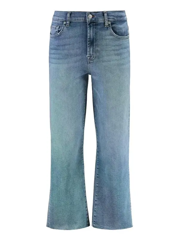 7 For All Mankind Alexa Frayed-hem Cropped Bootcut Jeans - Blue