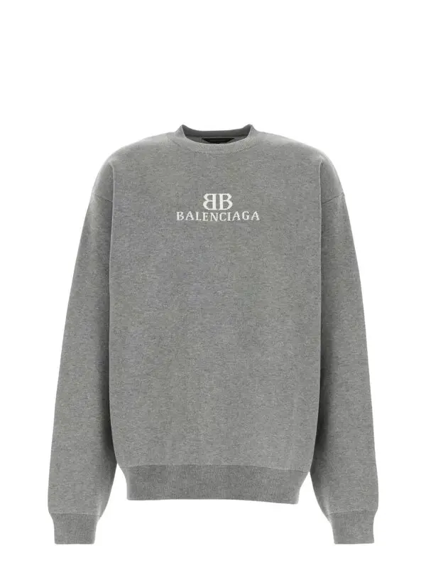 Balenciaga Cotton-blend Sweatshirt With Logo Detail - Grey