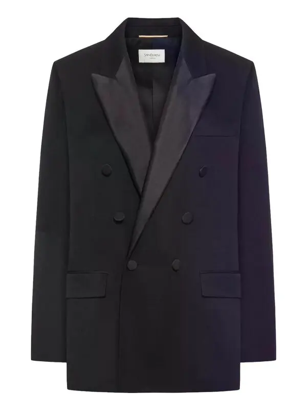 Saint Laurent Satin-lapels Double-breasted Blazer - Black