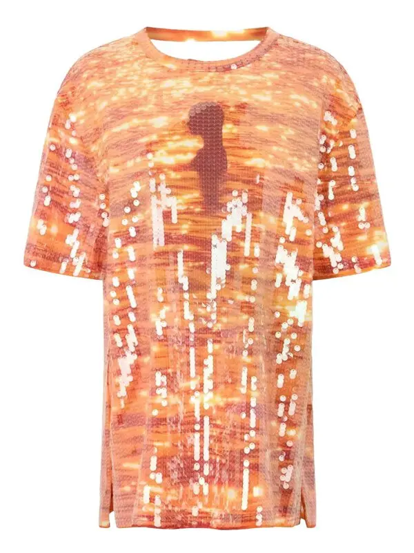 Rabanne Sequin-embellished T-shirt - Orange