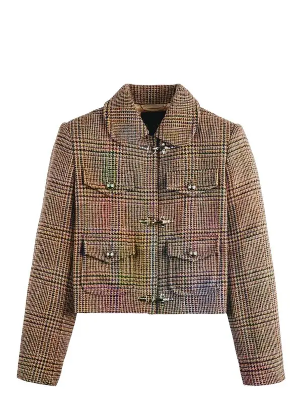 FAY Checked Jacket - Brown