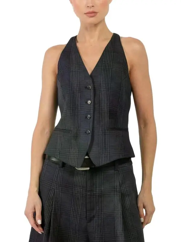 Smythe Checkered Sleeveless Vest - Grey