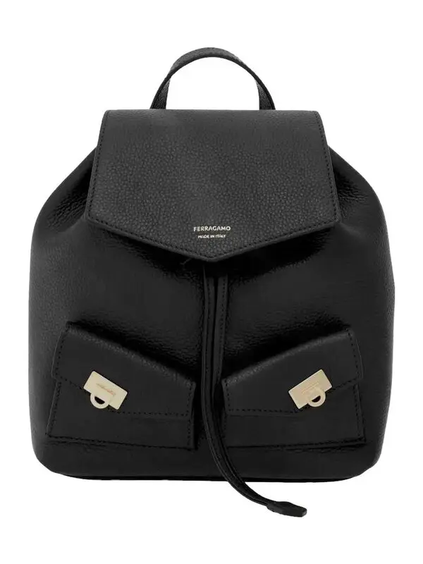 FERRAGAMO Mini Leather Backpack - Black