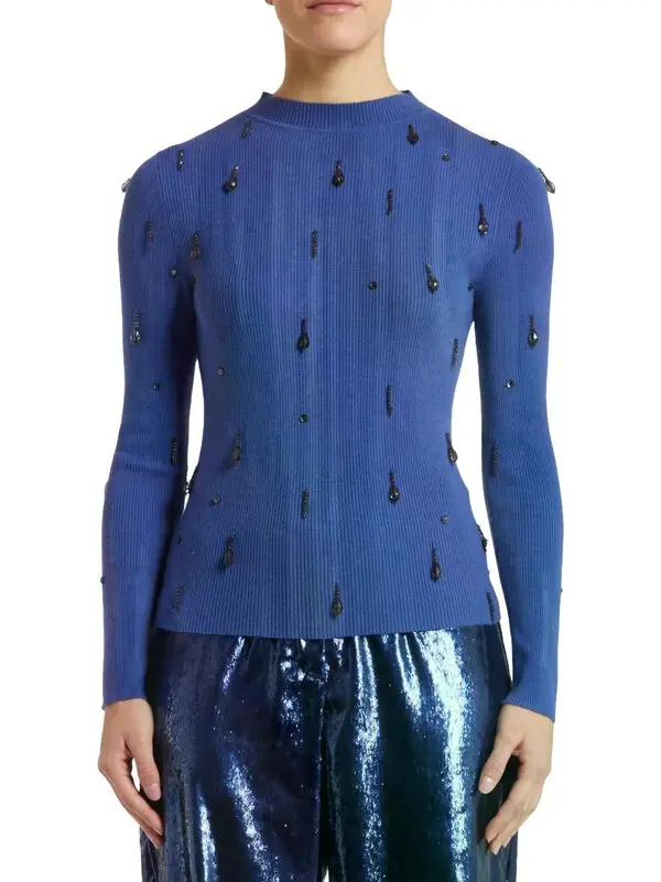 PENNYBLACK Ribbed Embellished Sweater - Blue