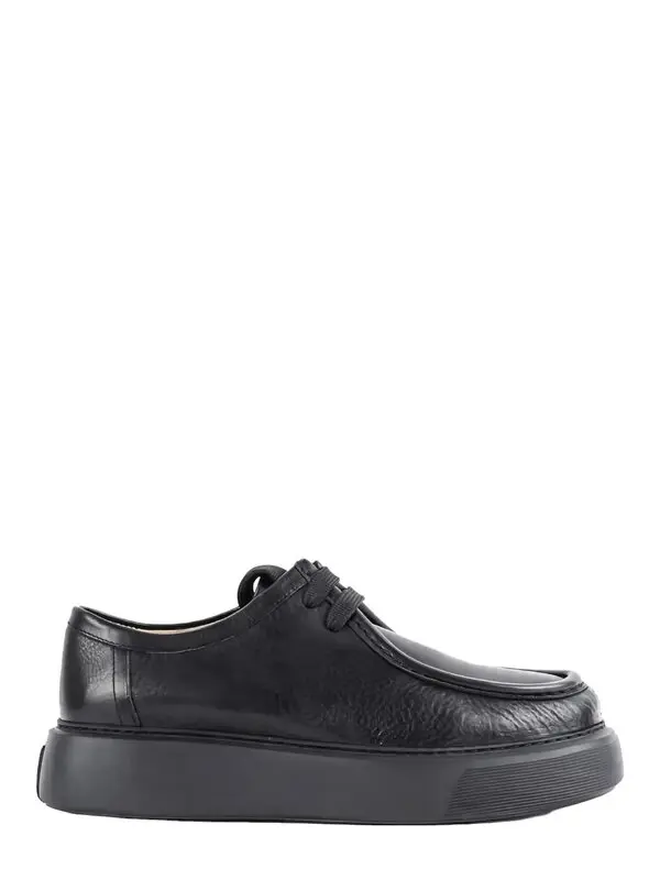 REFERENC Grained Leather Platform Loafers - Black