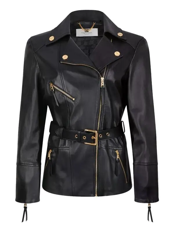 Elisabetta Franchi Belted Leather Jacket - Black