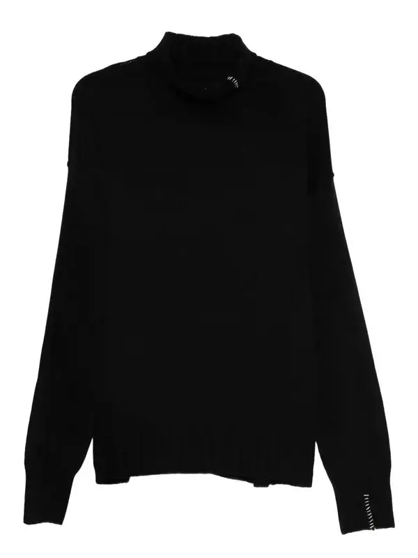 Isabel Benenato Stitch Detail High-neck Sweater - Black